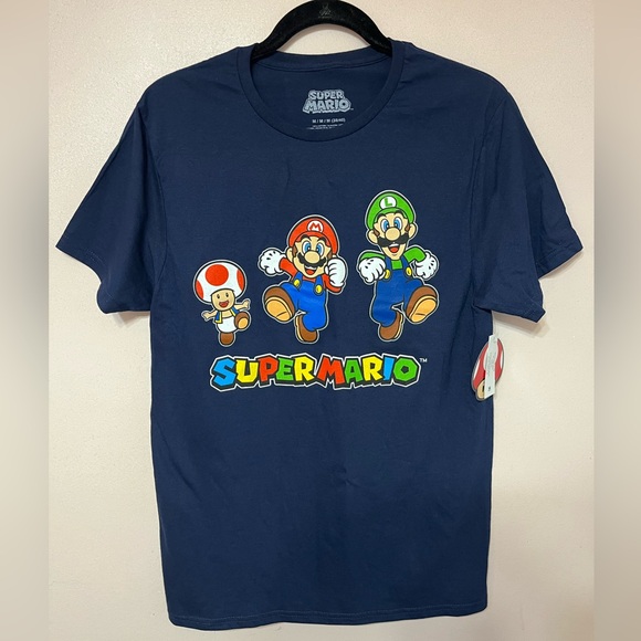 Nintendo | Tops | Nwt Super Mario Navy Blue Graphic Tshirt Unisex ...